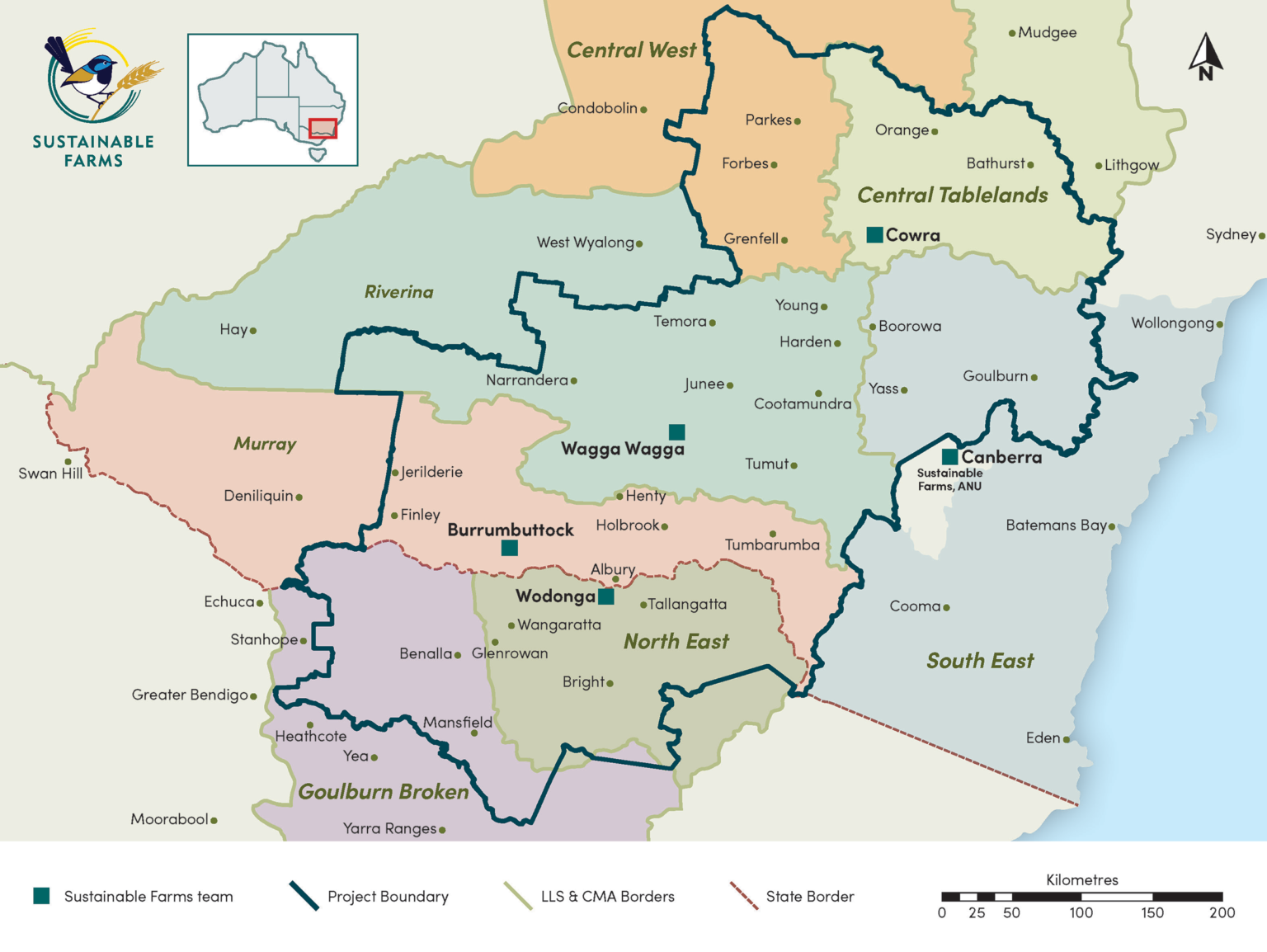 Sustainable Farms project area map – ANU Sustainable Farms